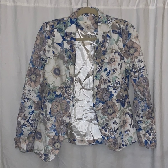 Jackets & Coats | Satin Floral Blazer | Poshmark
